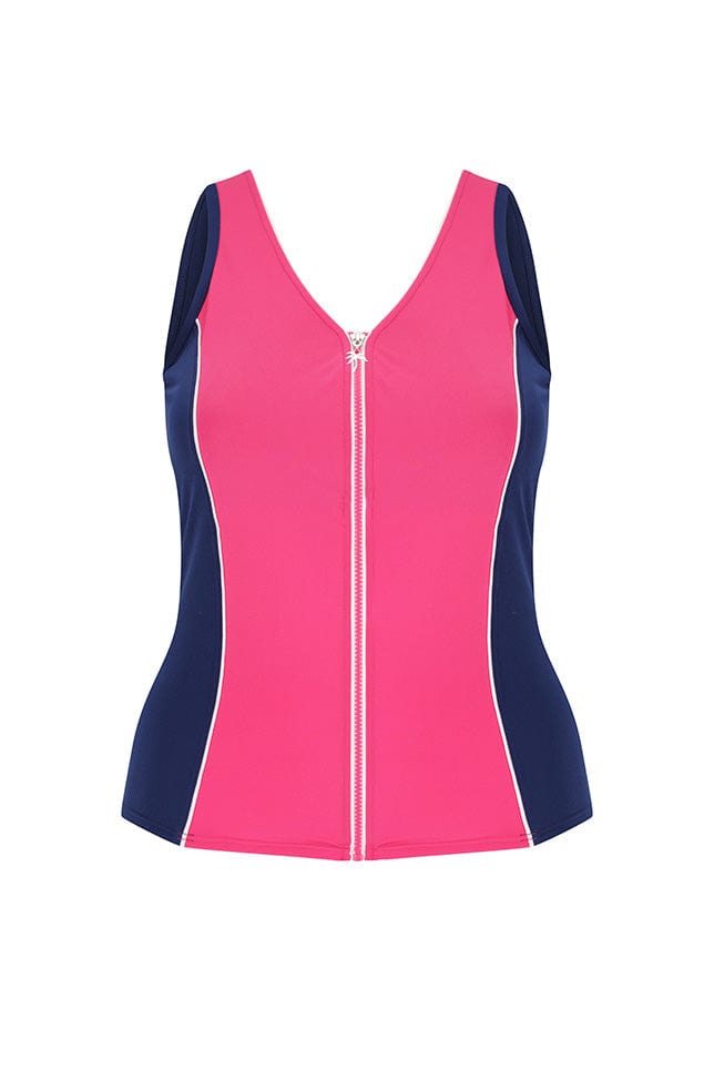 Luxe Sport Zip Front Tankini Top | Capriosca Swimwear Australia