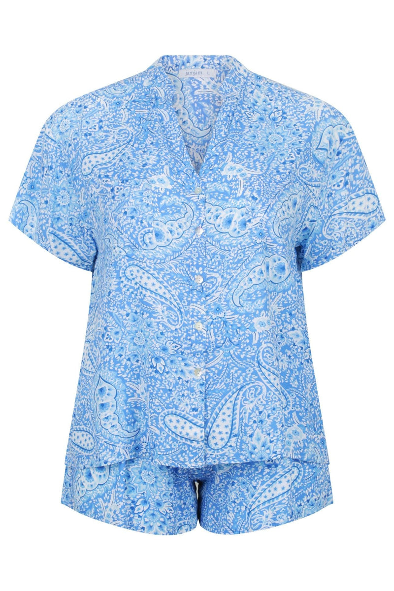 Blue Paisley Short Pyjama Set | Capriosca Swimwear